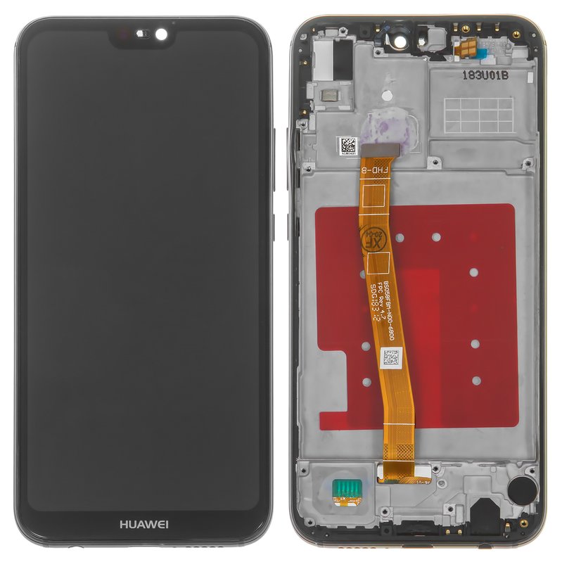 LCD compatible with Huawei P20 Lite, (black, with frame, Original (PRC ...