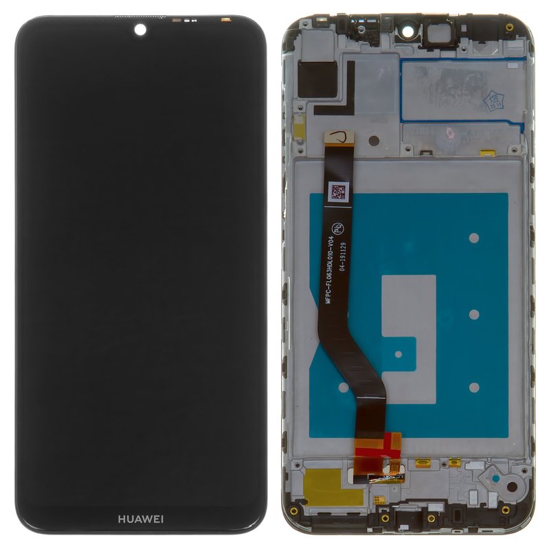 LCD compatible with Huawei Y7 (2019), (black, with frame, Original (PRC ...